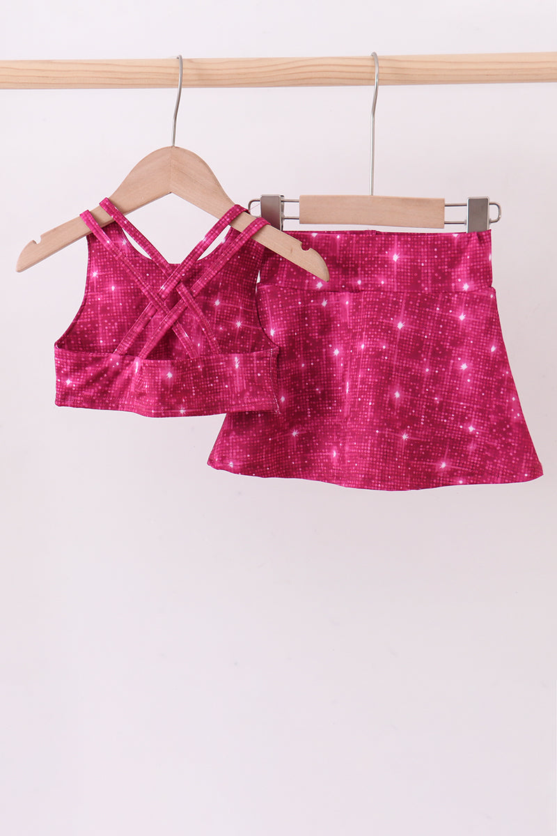 Wine red glitter skort set – Wild Child Children's Boutique